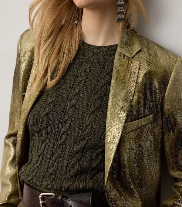Ralph Lauren Silk-blend Cable-knit Sweater - Green