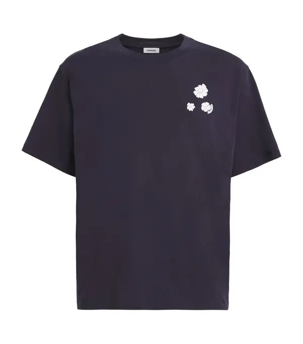 Sandro Cotton Flower Print T-shirt - Blue