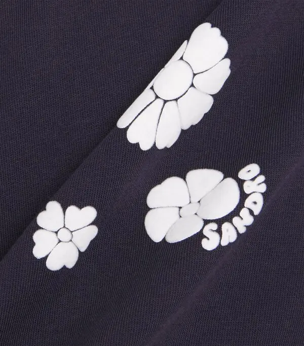Sandro Cotton Flower Print T-shirt - Blue