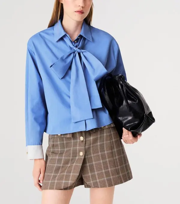 Maje Cotton Pussy-bow Shirt