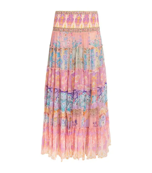 Camilla Tiered Maxi Skirt - Pink