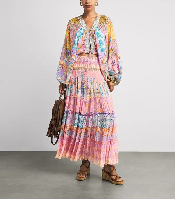 Camilla Tiered Maxi Skirt - Pink