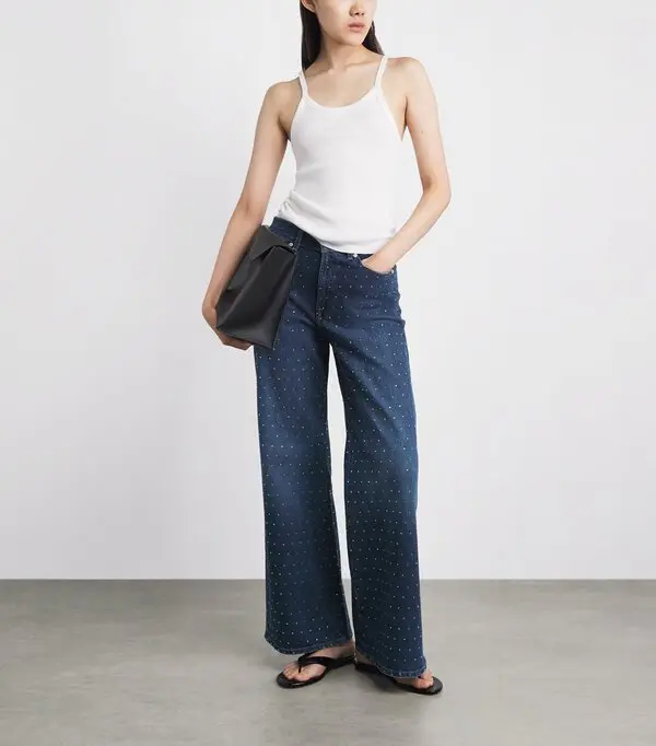 7 For All Mankind Lotta Wide-leg Jeans With Rhinestone Embellishments
