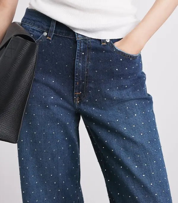 7 For All Mankind Lotta Wide-leg Jeans With Rhinestone Embellishments