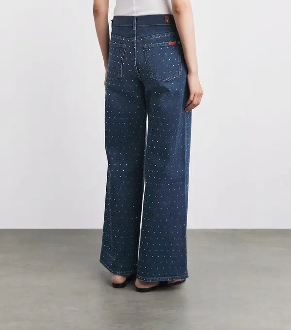7 For All Mankind Lotta Wide-leg Jeans With Rhinestone Embellishments
