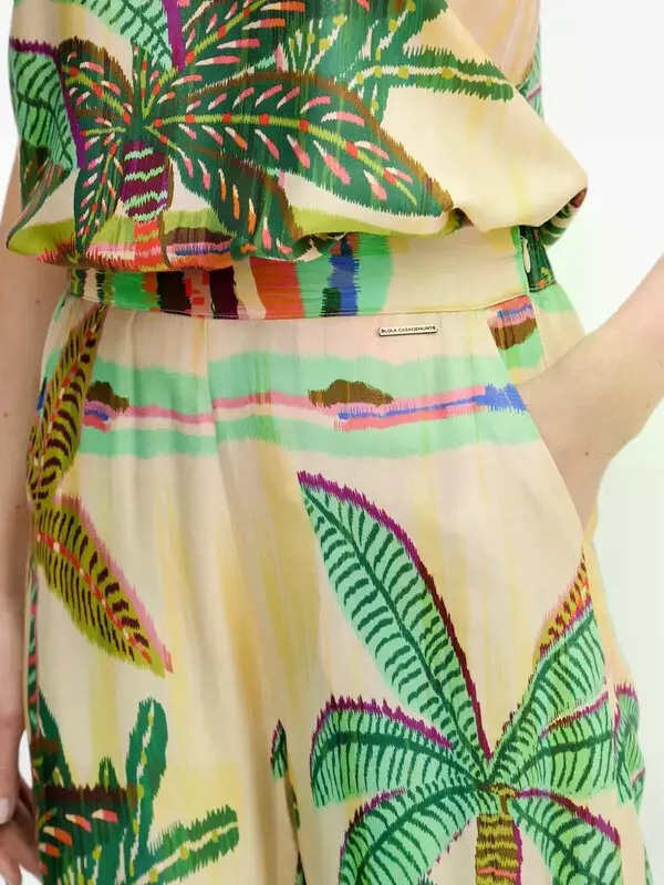 LOLA CASADEMUNT Palm Print Straight-leg Trousers - Neutrals