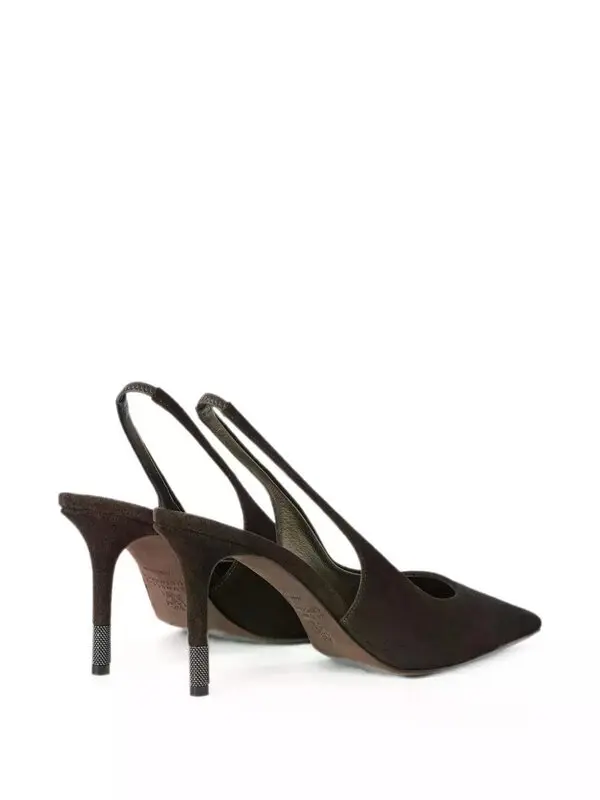 Brunello Cucinelli Suede Slingback Heels With Monili Detail