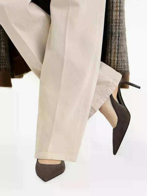Brunello Cucinelli Suede Slingback Heels With Monili Detail