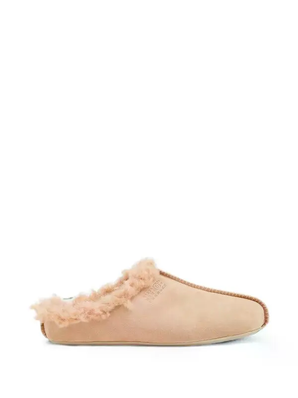 MAISON MARGIELA Faux-shearling Numeric-print Slippers - Neutrals