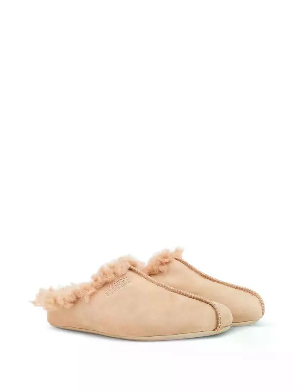 MAISON MARGIELA Faux-shearling Numeric Print Slippers - Neutrals