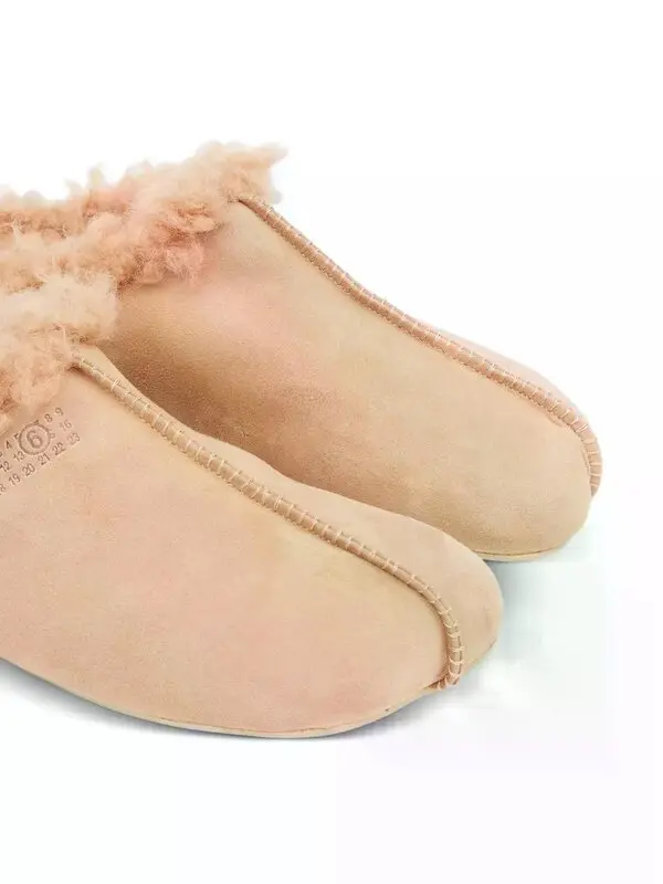 MAISON MARGIELA Faux-shearling Numeric Print Slippers