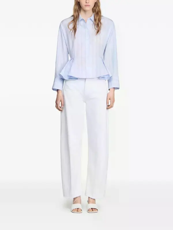 Sandro Striped Pleated-peplum Shirt