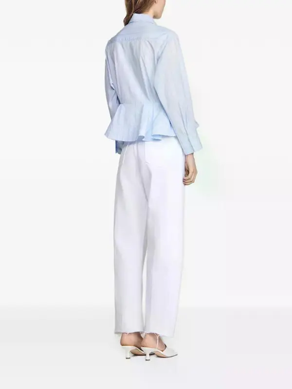 Sandro Striped Pleated Peplum Shirt