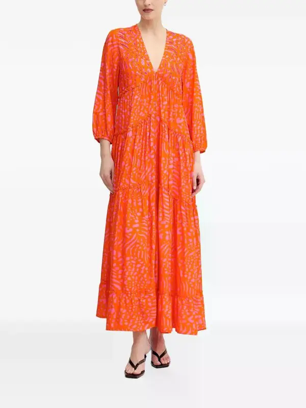 LOLA CASADEMUNT Sequin-embellished Tiered Maxi Dress - Orange
