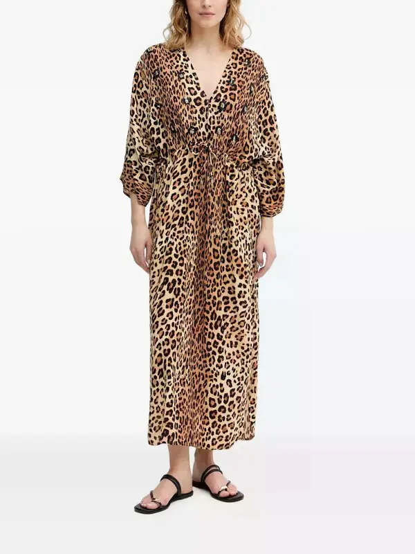 Lola Casademunt Leopard Print Sequin Embellished Maxi Dress - Brown