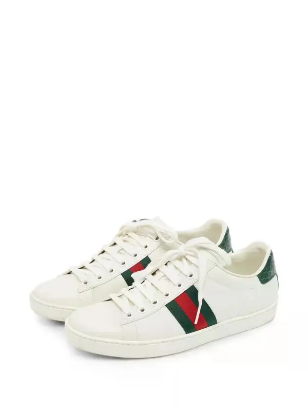 Gucci Ace Croc-embossed Leather Sneakers - White