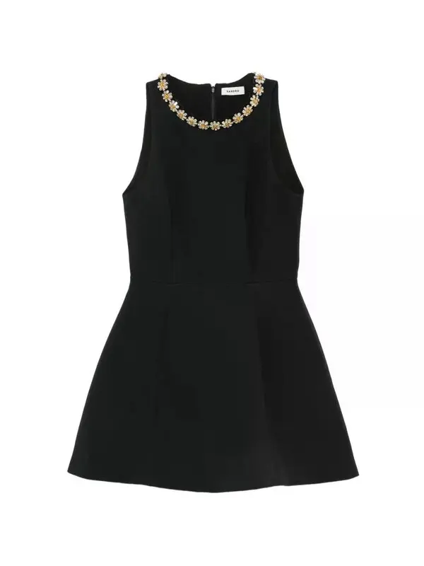 Sandro Embellished-neck Sleeveless Mini Dress