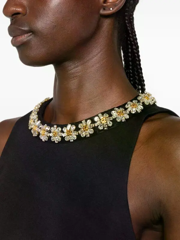 Sandro Embellished-neck Sleeveless Mini Dress