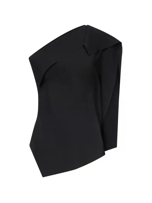 FFORME One-shoulder Draped Top - Black