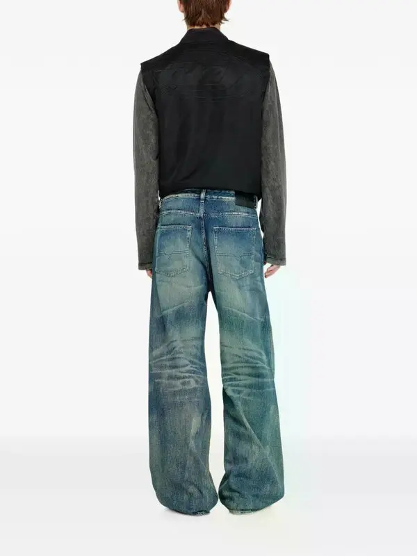 DIESEL® D-rise Faded Effect Wide Leg Jeans