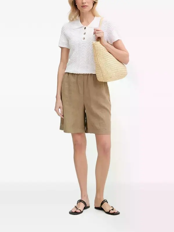 Joseph Ribkoff Wavy-knit Button-up Polo Shirt