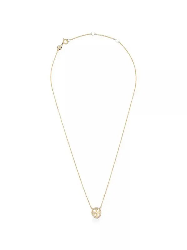 Tory Burch Miller Crystal-embellished Logo Pendant Necklace - Gold