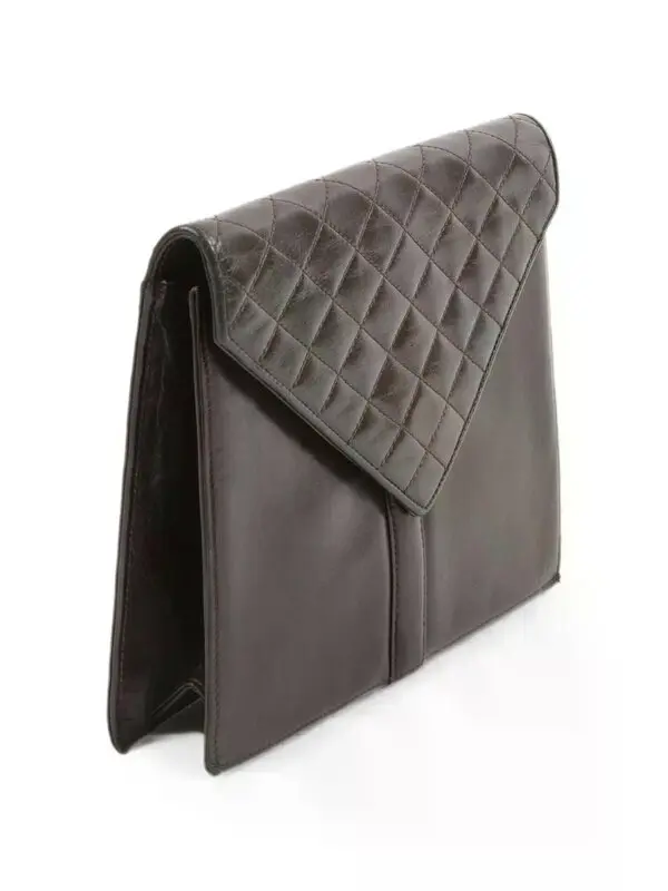 Saint Laurent 1980s Quilted Envelope Clutch Bag
