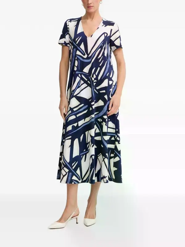 Joseph Ribkoff Abstract-print V-neck Midi Dress