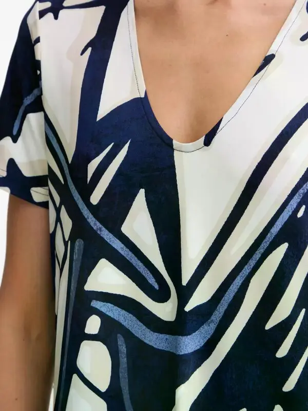 Joseph Ribkoff Abstract-print V-neck Midi Dress
