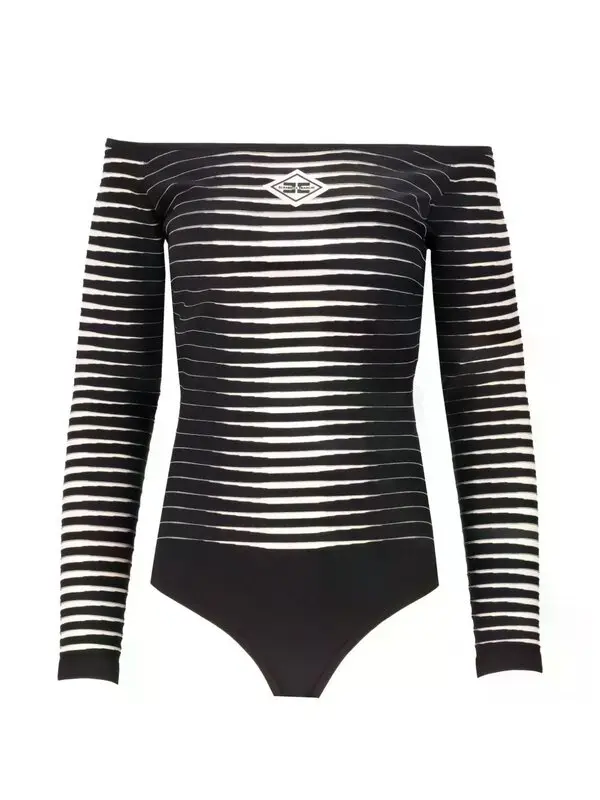 Elisabetta Franchi Striped Off-shoulder Top
