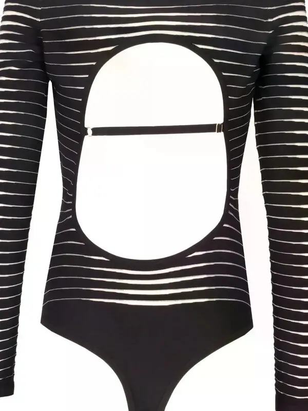 Elisabetta Franchi Striped Off-shoulder Long Sleeve Top - Black