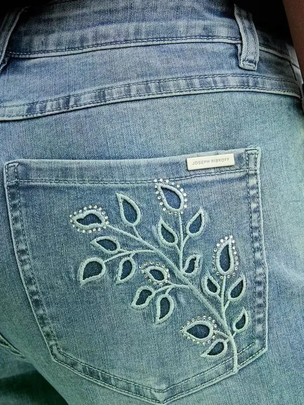 Joseph Ribkoff Embroidered Eyelet Raw-cut Jeans