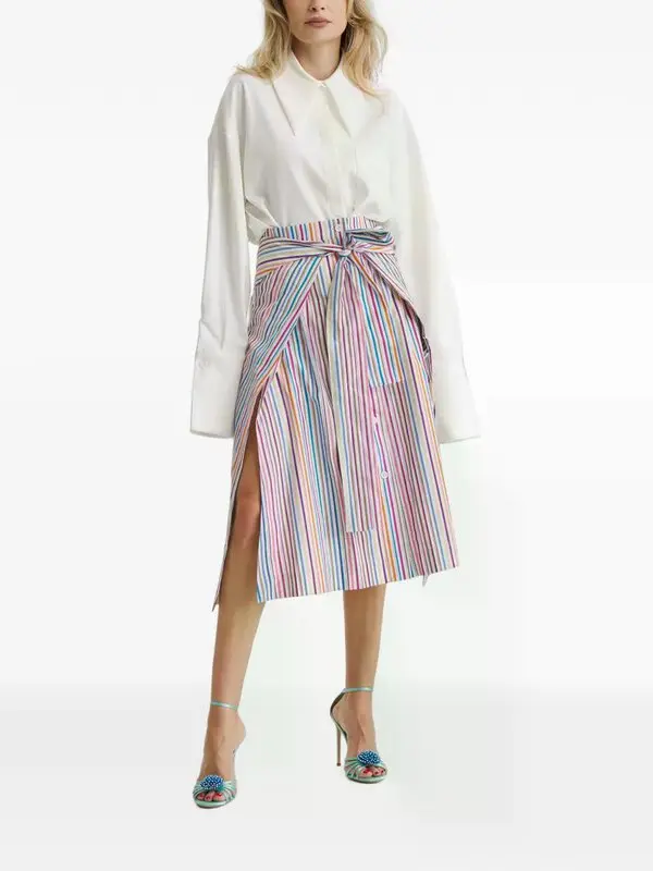 CUANNA Striped Tie-waist Skirt