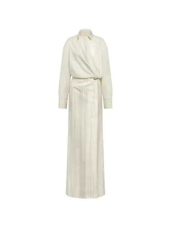 DONDUP Pinstripe-pattern Wrap Maxi Dress
