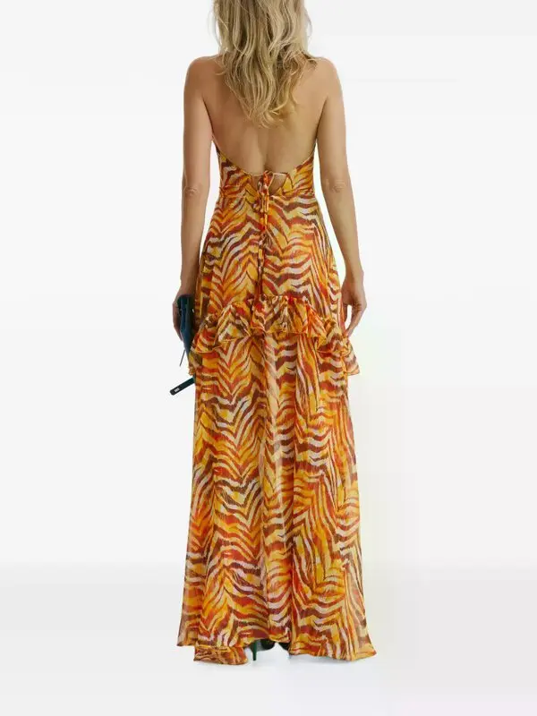 CUANNA Luna Ruffled Zebra-print Maxi Dress