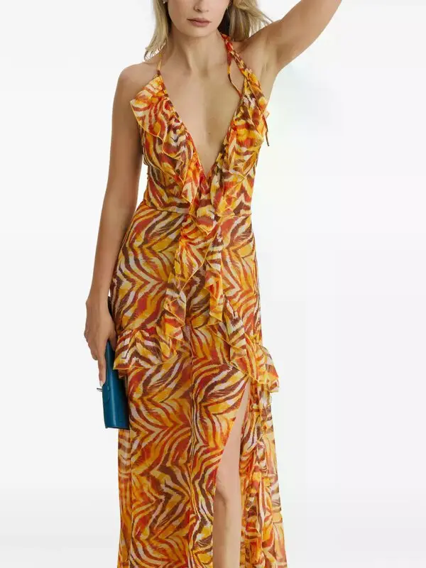 CUANNA Luna Ruffled Zebra-print Maxi Dress