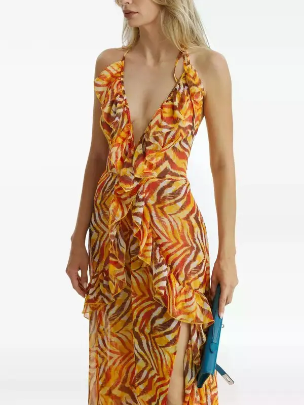 CUANNA Luna Ruffled Zebra-print Maxi Dress