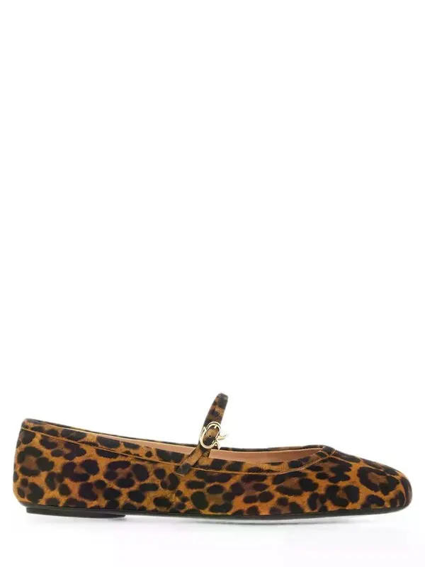 GIANVITO ROSSI Carla Leopard-print Leather Ballet Flats - Brown
