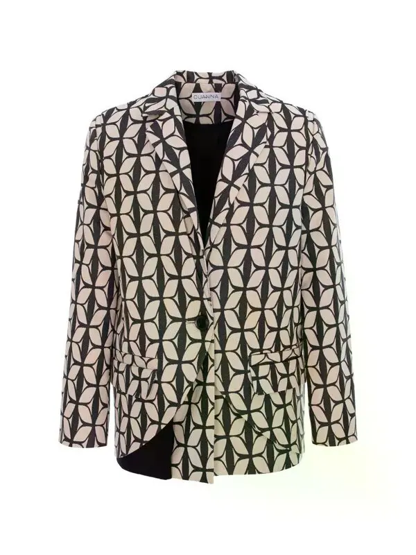 CUANNA Geometric Print Asymmetrical Blazer