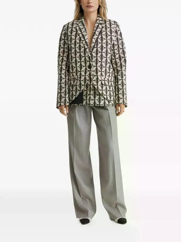 CUANNA Geometric Print Asymmetrical Blazer