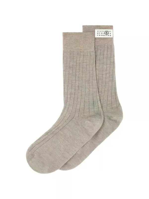 MAISON MARGIELA Ribbed Logo-patch Socks - Neutrals