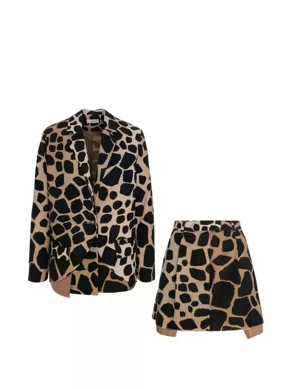CUANNA Giraffe Print Blazer And Shorts Set