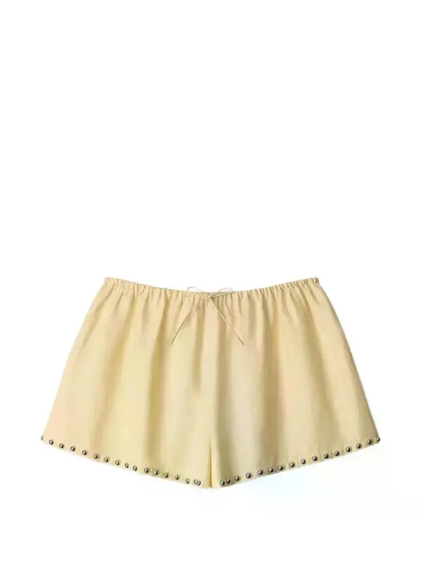 Staud Paddle Stud-embellished Linen Shorts