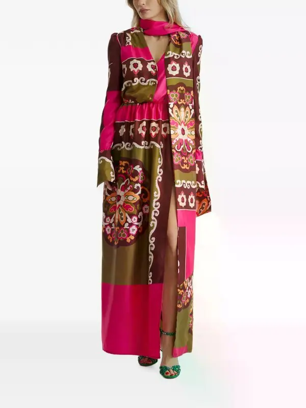 CUANNA Floral-print Silk-satin Dress