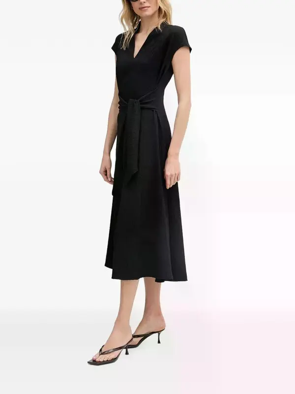 Joseph Ribkoff Belted Crinkled-finish Midi Dress