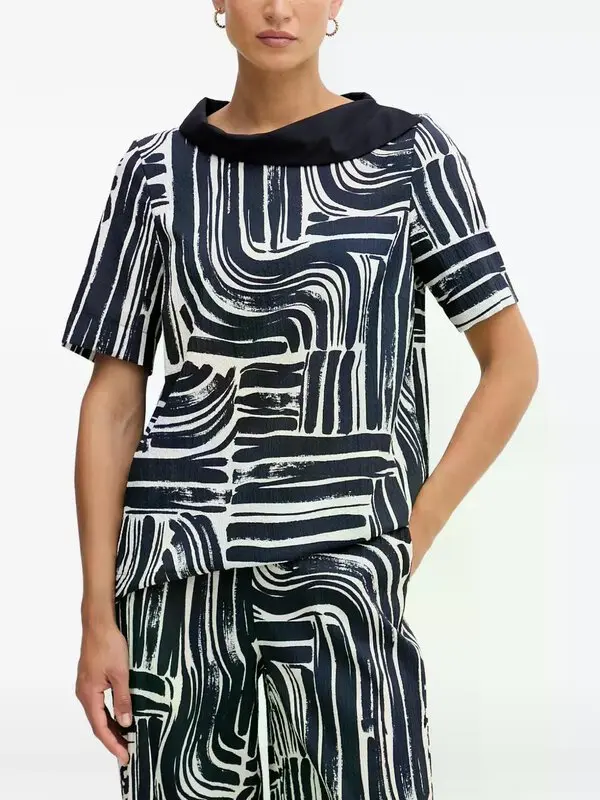 Joseph Ribkoff Abstract-print Cowl-neck Top