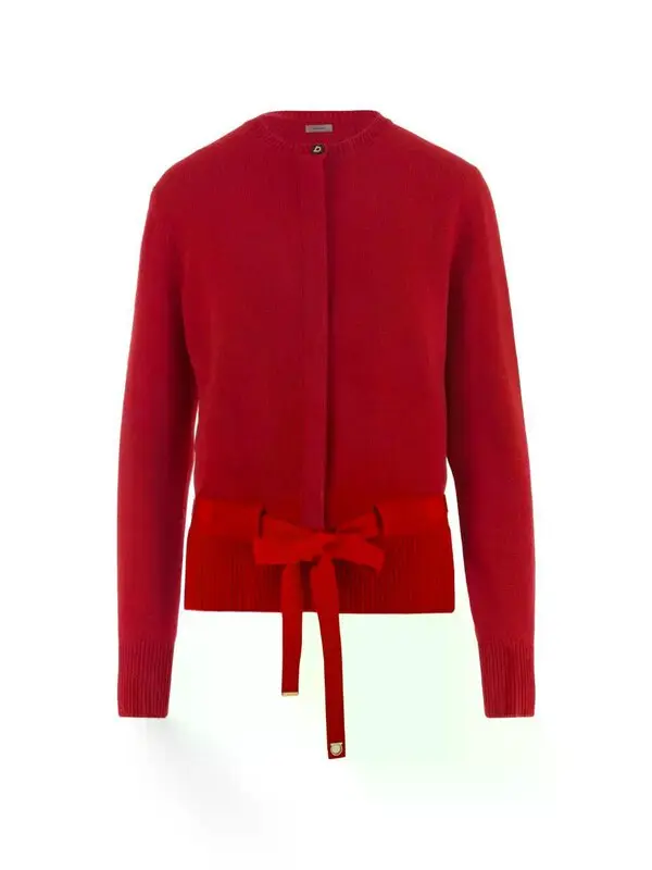 FERRAGAMO Belted Cashmere Cardigan - Red