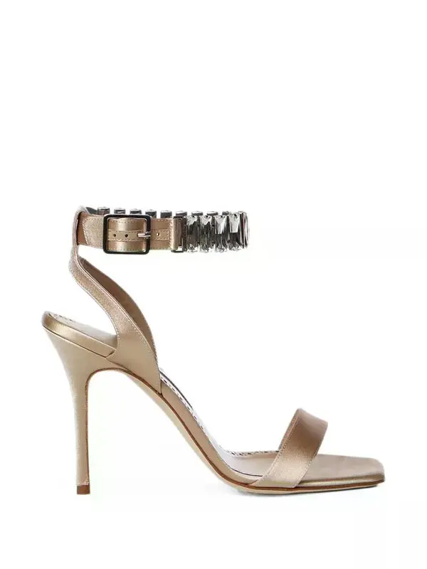 Manolo Blahnik Bayosan Crystal-embellished Buckle-fastening Sandals - Neutrals