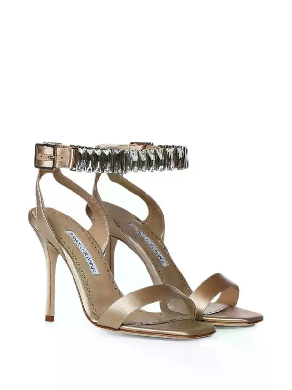 Manolo Blahnik Bayosan Crystal-embellished Buckle-fastening Sandals - Neutrals