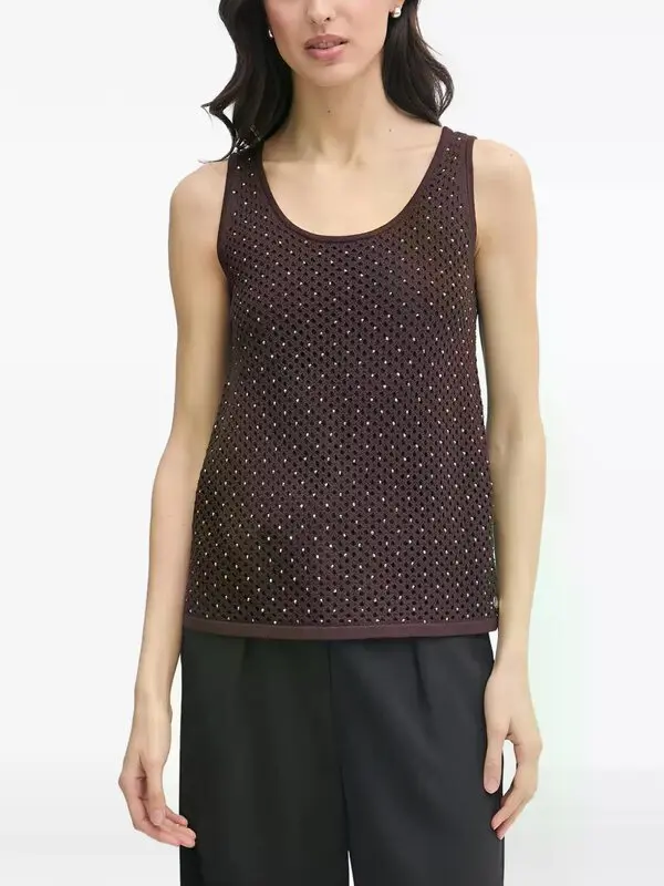 Joseph Ribkoff Stud-embellished Open-knit Tank Top - Brown